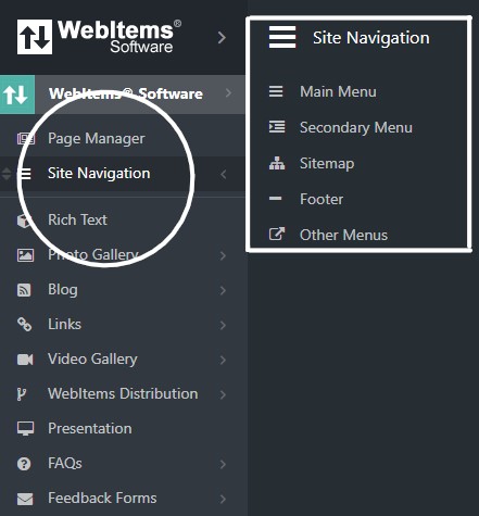 Site Navigation | Support | WebItems® Software