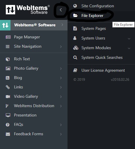 File Explorer | Support | WebItems® Software